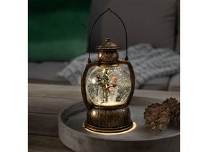 7318303498008 - KONSTSMIDE LED Laterne Schneemannfamilie Weihnachtsdeko Timerfunktion LED fest integriert wassergefüllte Kugellaterne mit Timer beige|braun|rot|schwarz|weiß