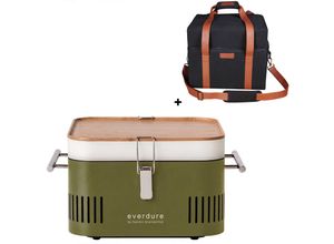 4053682202961 - Holzkohlegrill Cube Farbe Khaki tragbar inkl Transporttasche - Everdure