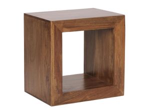 4251745764313 - Sheesham Holz Standregal Beistelltisch Geradlinig Handgefertigt 44x44x33 cm