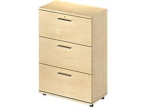 4251898805901 - SchÃ¤fer Shop Genius HÃ¤ngeregistraturschrank TETRIS WOOD 3 OH B 800 mm HÃ¶he inkl Gleiter abschlieÃŸbar Ahorn-Dekor