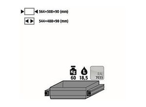 4250101138324 - Auszugswanne Standard für asecos Sicherheitsschränke der Q30 Q90 und S90 Serie Stahlblech lichtgrau B 564 x T 508 x H 90 mm 19 l bis 60 kg