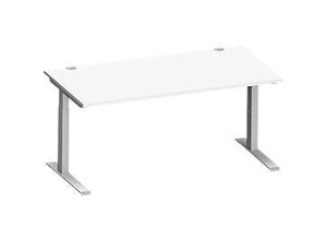 4250510876282 - Genius Schreibtisch MODENA FLEX C-Fuß-Rechteckrohr B 1600 x T 800 mm weiß weißalu