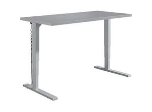 4260238827190 - Genius Schreibtisch Elements elektrisch höhenverstellbar Rechteck C-Fuß B 1600 x T 800 x H 645-1300 mm silber weiß + Technikeinbau