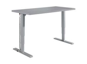 4260238827107 - Genius Schreibtisch Elements elektrisch höhenverstellbar Rechteck T-Fuß B 1600 x T 800 x H 645-1300 mm silber weiß + Technikeinbau