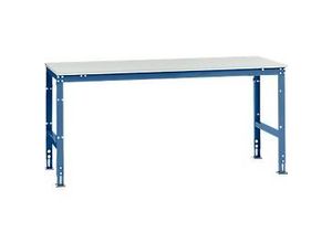 4045916079364 - AU41275007 Arbeits-Grundtisch UNIVERSAL Standard mit Kunststoffplatte BxTxH = 2000x1000x760-870 mm Brillantblau (RAL 5007)