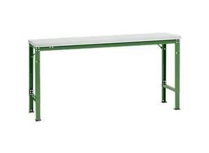 4045916138054 - AU70816011 Arbeits-Grundtisch UNIVERSAL Spezial mit Melaminplatte BxTxH = 1750 x 800 x 722-1022 mm Resedagrün (RAL 6011)