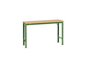 4045916146493 - AU70556011 Arbeits-Grundtisch UNIVERSAL Spezial mit Multiplexplatte BxTxH = 1500 x 800 x 722-1022 mm Resedagrün (RAL 6011)