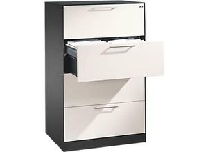 4064615351205 - Hängeregistraturschrank ASISTO C 3000 4 Schubladen 2-bahnig B 800 mm anthrazit weiß