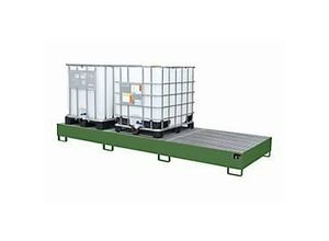 4052462036628 - Auffangwanne AW 1000-3 für 3 IBC-Container à 1000 l oder 10 Fässer à 200 l L 3850 x B 1300 x H 340 mm unterfahrbar resedagrün