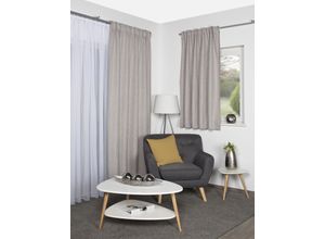 4056751405706 - Gardine HOME BASICS SANDA Set Gr 2 grau (taupe) Gardinen 160cm Multifunktionsband 450cm Polyester Fertigschal blackout B450cm H160cm