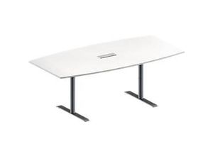 4251898817560 - Genius Konferenztisch MODENA FLEX mit Tischanschlussfeld Boot T-Fuß Rundrohr B 2000 x H 650-850 mm weiß weißaluminium RAL 9006