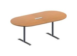 4251898817355 - Genius Konferenztisch MODENA FLEX 3-fach Anschluss Oval T-Fuß Rundrohr B 2000 x T 1000 x H 650-850 mm Buche weißalu