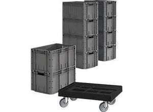 4250510863749 - Euro Box Serie LTF 6320 PP L 600 x B 400 x H 320 mm 627 l bis 30 kg 10 Stück + gratis Rollrahmen