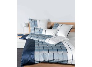 4065334008241 - Bettwäsche JANINE MILANO 45026 Gr B L 135 cm x 200 cm (1 St) B L 80 cm x 80 cm (1 St) Mako-Satin blau (nachtschattenblau perlblau) Bettwäsche 135x200 cm mit Reißverschluss