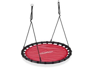 4052025927066 - Relaxdays - Nestschaukel runde Hängeschaukel für Kinder & Erwachsene verstellbar draußen ø 120 cm bis 100 kg rot