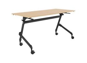 4251898818567 - Select Klapptisch mit Rollen Rechteck Vierkantrohr B 1400 x T 600 x H 720 mm Ahorn schwarz