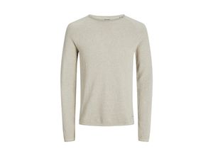 5714487468042 - JACK & JONES Rundhalspullover JJEHILL Oatmeal MELANGE Unifarben Beige - Gr XL