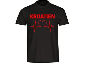 4068859473778 - multifanshop Kinder T-Shirt - Kroatien - Herzschlag - Druck rot - Kind