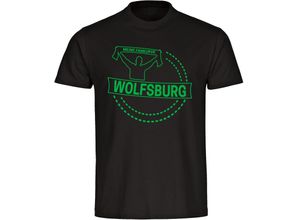 4068859180065 - multifanshop Kinder T-Shirt - Wolfsburg - Meine Fankurve - Druck grün - Kind