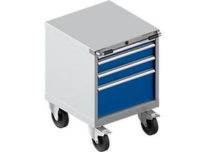 4051273652843 - Schubladenschrank mit Rollen WSK 27-27 4 Schübe bis 200 kg B 564 x T 572 x H 770 mm weißaluminium enzianblau