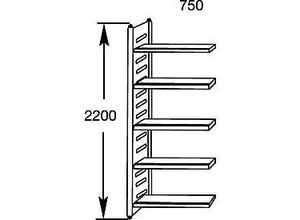 4044917181403 - Design-Regal M2 Regalfeld BXHxT 1000x2200x600mm 5 Böden alusi