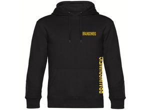 4068859198787 - multifanshop Kapuzen Sweatshirt - Braunschweig - Brust & Seite - Druck gelb - Hoodie