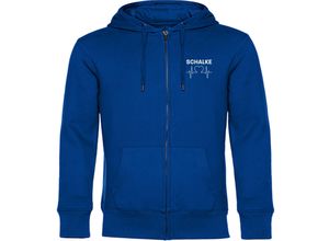 4068859005771 - multifanshop Kapuzen Sweatshirt Jacke - Schalke - Herzschlag - Druck weiß - Sweat