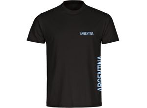 4068859328436 - multifanshop Herren T-Shirt - Argentina - Brust & Seite - Druck hellblau - Männer