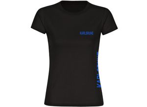 4068859020514 - multifanshop Damen T-Shirt - Karlsruhe - Brust & Seite - Druck blau - Frauen