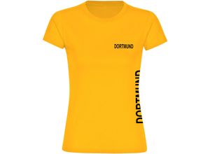 4068859186081 - multifanshop® Damen T-Shirt - Dortmund - Brust & Seite - Druck schwarz - Frauen