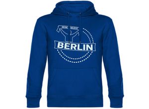 4068859050719 - multifanshop Kapuzen Sweatshirt - Berlin blau - Meine Fankurve - Druck weiß - Hoodie