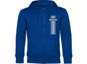 4068859049119 - multifanshop Kapuzen Sweatshirt Jacke - München blau - Streifen - Druck weiß - Sweat