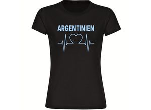 4068859273798 - multifanshop Damen T-Shirt - Argentinien - Herzschlag - Druck hellblau - Frauen