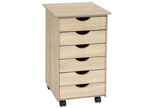 4260435993476 - tectake® Rollcontainer aus Holz 4 leichtgängige drehbare Doppelrollen einfache Montage 36 x 40 x 65 cm