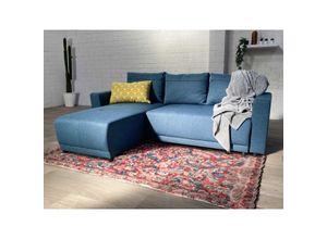 3701061733704 - Bestmobilier - Pilea - ecksofa beidseitig montierbar 4-sitzer - schlaffunktion und bettkasten - aus stoff - blau