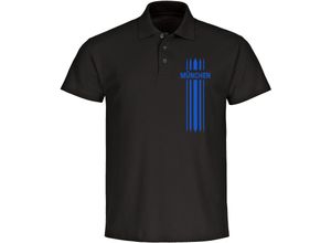 4068859048716 - multifanshop Poloshirt - München blau - Streifen - Druck blau - Polo