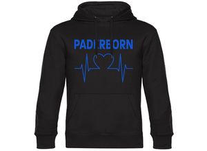 4068859041526 - multifanshop Kapuzen Sweatshirt - Paderborn - Herzschlag - Druck blau - Hoodie