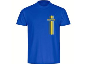 4068859201883 - multifanshop Herren T-Shirt - Braunschweig - Streifen - Druck gelb - Männer