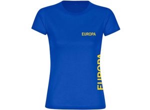 4068859303037 - multifanshop Damen T-Shirt - Europa - Brust & Seite - Druck gelb - Frauen