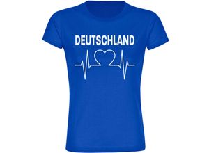 4068859261153 - multifanshop Damen T-Shirt - Deutschland - Herzschlag - Druck weiß - Frauen