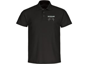 4068859271473 - multifanshop Poloshirt - Deutschland - Herzschlag - Druck weiß - Polo