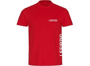 4068859081317 - multifanshop Herren T-Shirt - Leipzig - Brust & Seite - Druck weiß - Männer