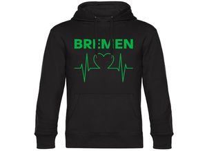 4068859172305 - multifanshop Kapuzen Sweatshirt - Bremen - Herzschlag - Druck grün - Hoodie