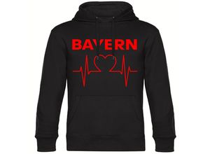4068859103224 - multifanshop Kapuzen Sweatshirt - Bayern - Herzschlag - Druck rot - Hoodie