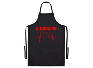 4068859102517 - multifanshop Grillschürze - Augsburg - Herzschlag - Druck rot - Schürze