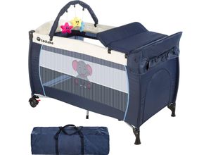 4260473666202 - tectake® Kinder Reisebett klappbar und höhenverstellbar 2 Rollen mit Bremsen inklusive Tragetasche 132 x 75 x 104 cm