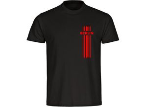 4068859120313 - multifanshop Herren T-Shirt - Berlin rot - Streifen - Druck rot - Männer