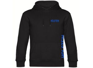 4068859403164 - multifanshop Kapuzen Sweatshirt - Holstein - Brust & Seite - Druck blau - Hoodie