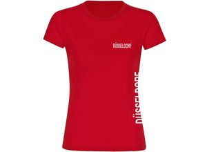 4068859074135 - multifanshop Damen T-Shirt - Düsseldorf - Brust & Seite - Druck weiß - Frauen