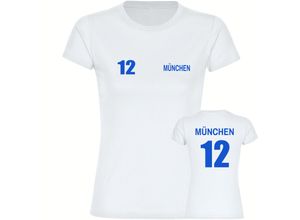 4068859029548 - multifanshop Damen T-Shirt - München blau - Trikot Nummer 12 - Druck blau - Frauen